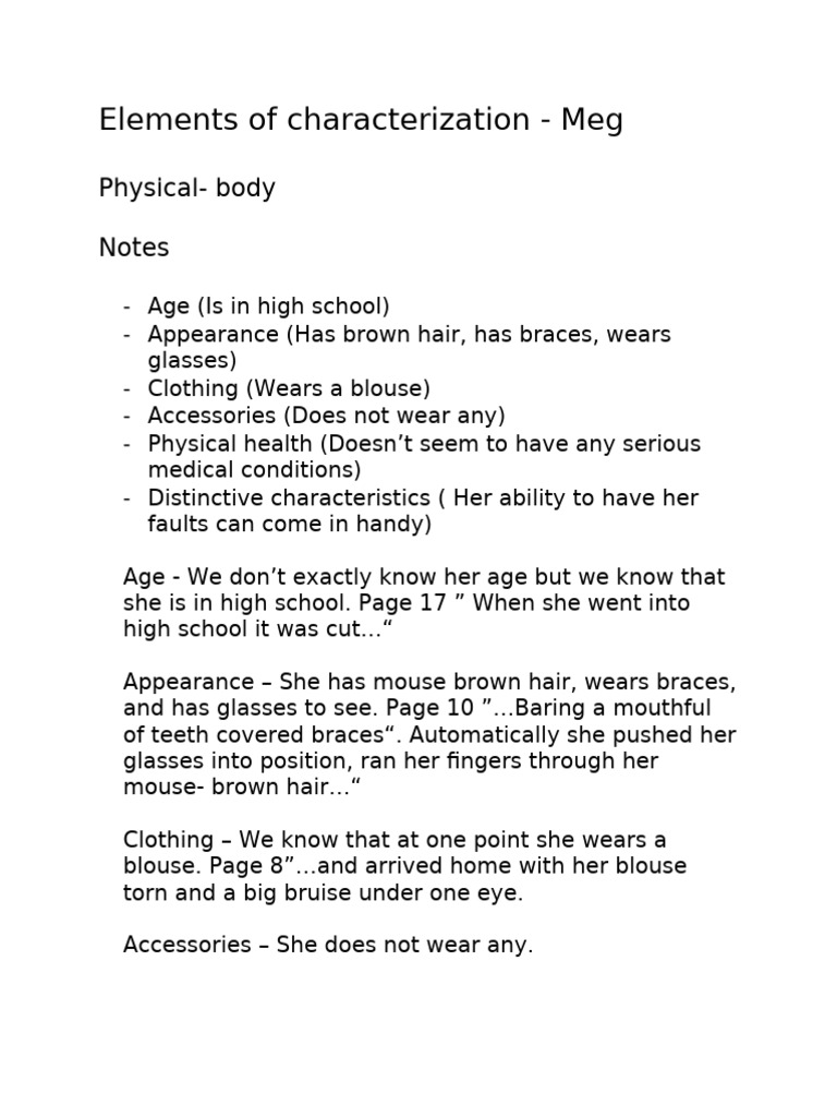 Elements of Characterization | PDF | Self-Improvement | Wellness