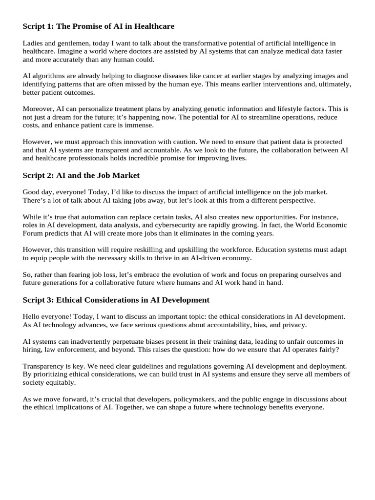 3 Min Public Speaking Scripts | PDF | Artificial Intelligence | Intelligence (AI) & Semantics