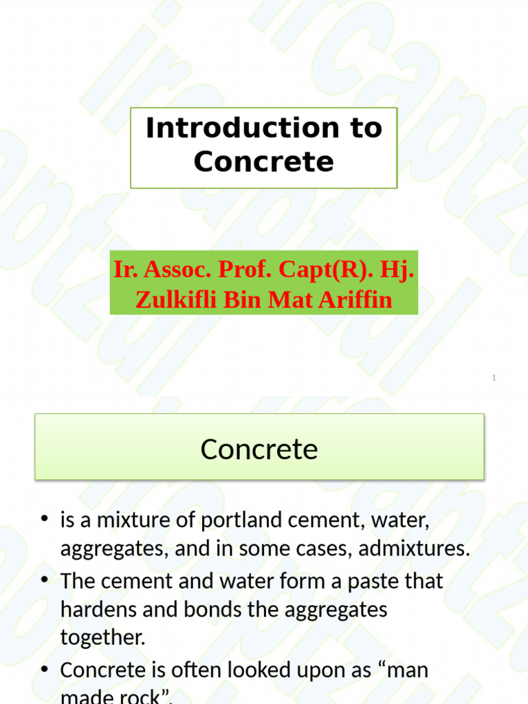 3a-Introduction To Concrete | PDF | Concrete | Cement