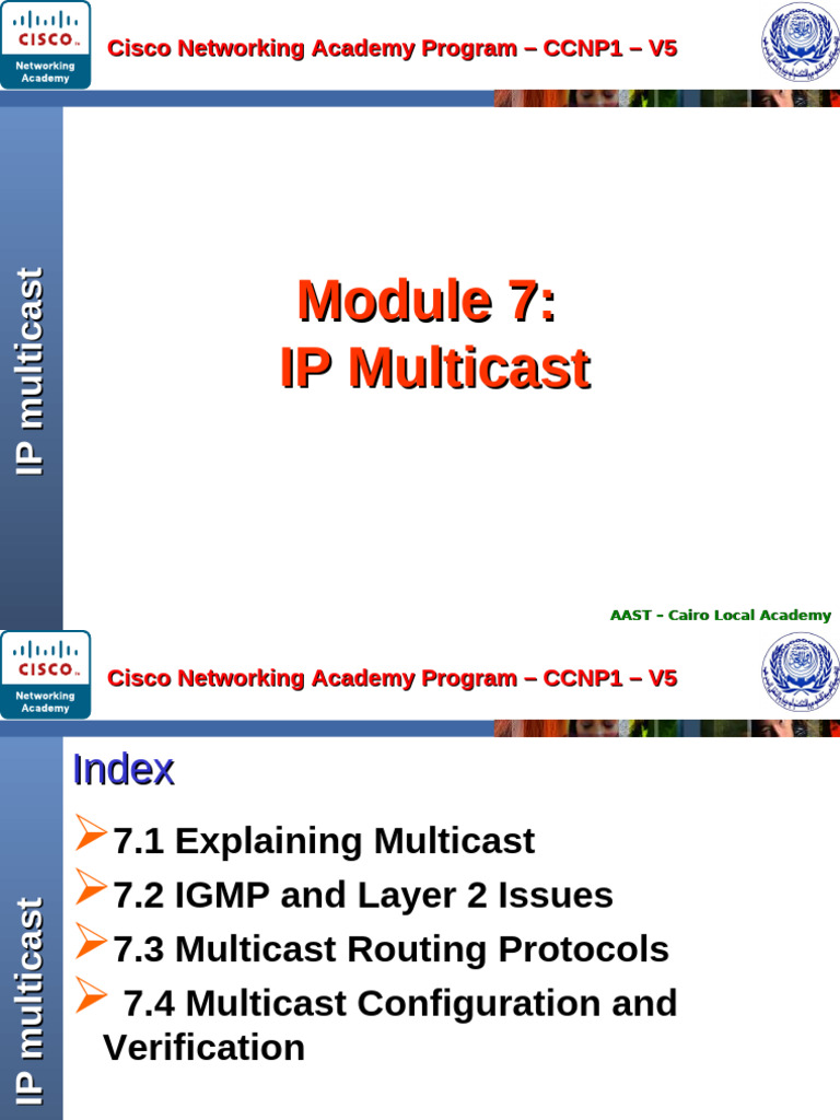 CCNP1 Module 7 IP Multicast | PDF | Multicast | Internet