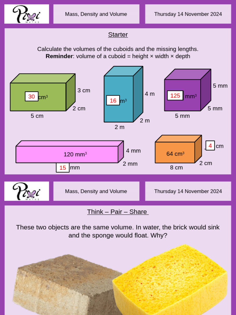 Mass Density Volume PixiPPt | PDF | Volume | Density