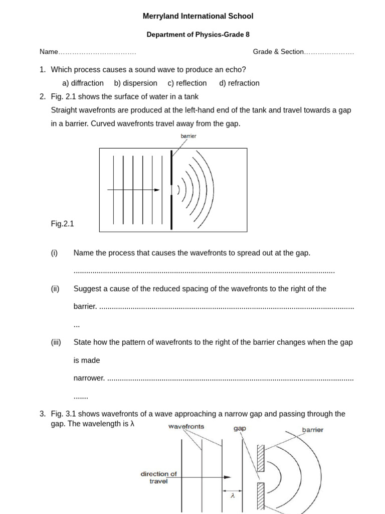 Diffraction 1 Worksheet | PDF | Science & Mathematics | History