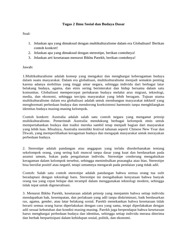 10.6 Tugas 2 Ilmu Sosial Dan Budaya Dasar | PDF