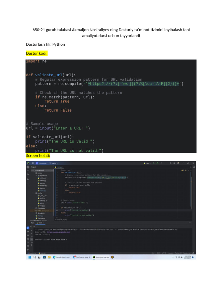 Akmaljon Nosiraliyev DDTL | PDF