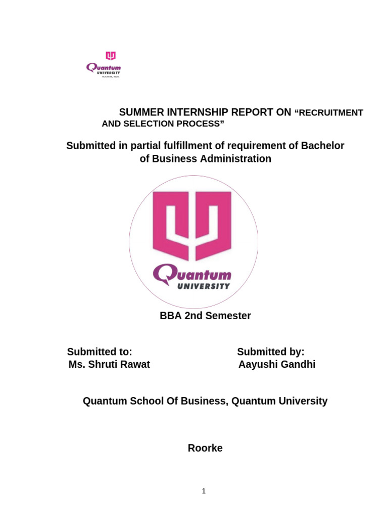 BBA Internship: Recruitment Insights | PDF | Recruitment | Human Resources