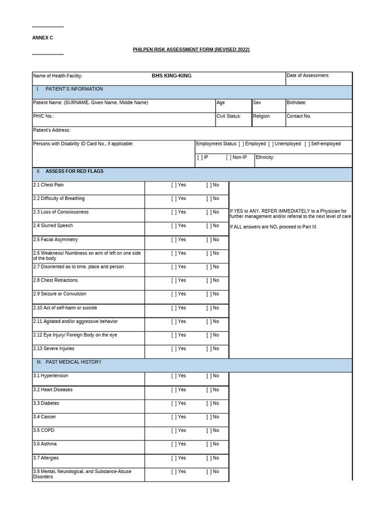 PhilPEN Plus Risk Assessment Form All Black | PDF | Cardiovascular ...