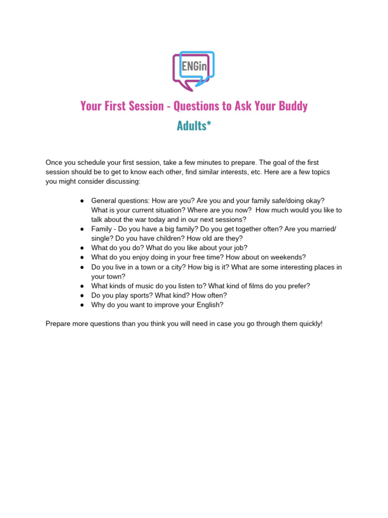 Questions For Your First Session | PDF