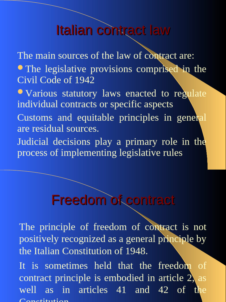 Italian Contract Law | PDF | Annulment | Offer And Acceptance