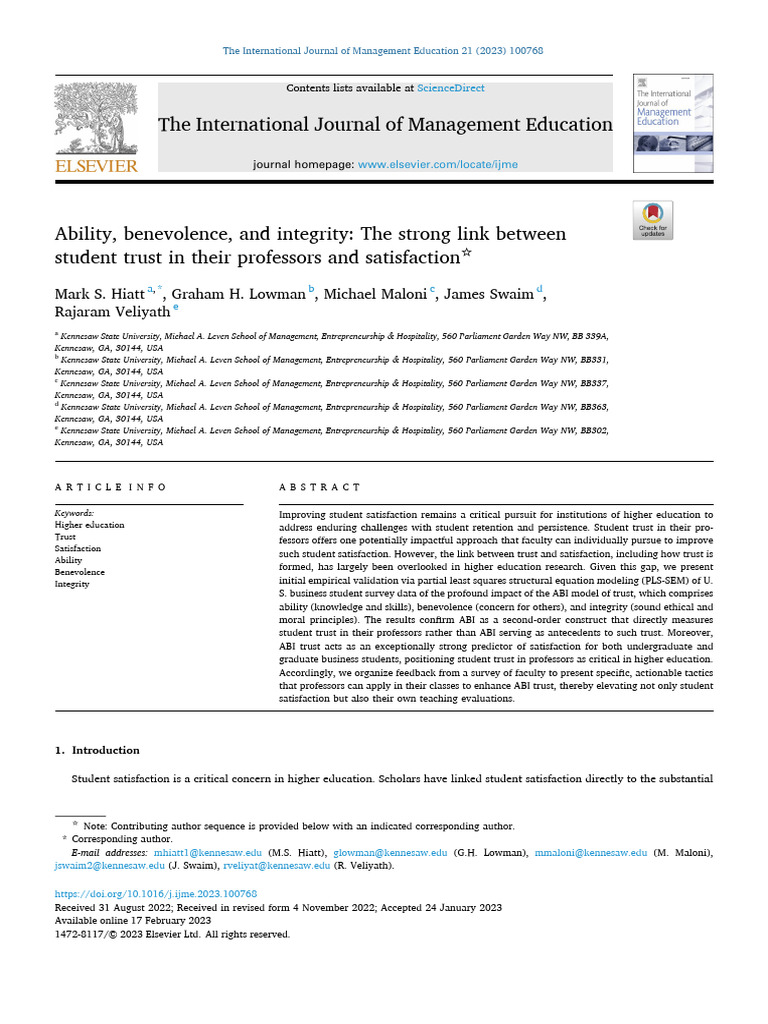 Mayer Trust Questionnaire | PDF | Structural Equation Modeling | Integrity