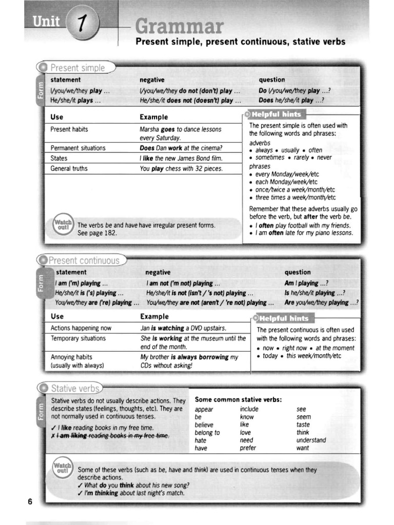 Review Present Tenses | PDF