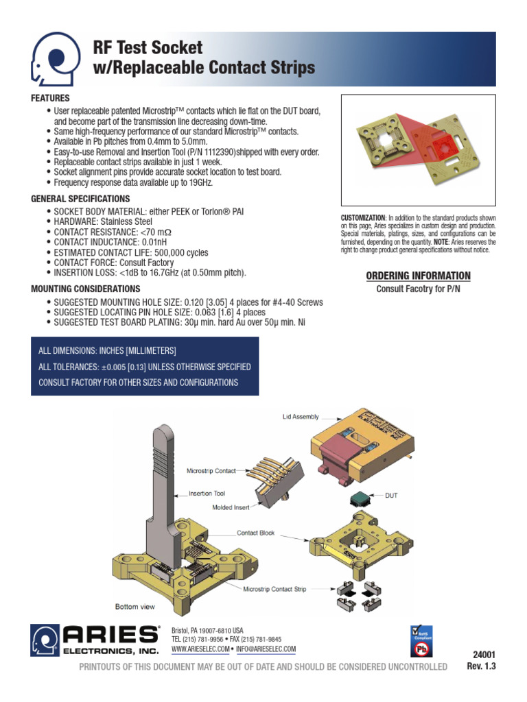 RF Test Socket | PDF | Electrical Connector | Manufactured Goods