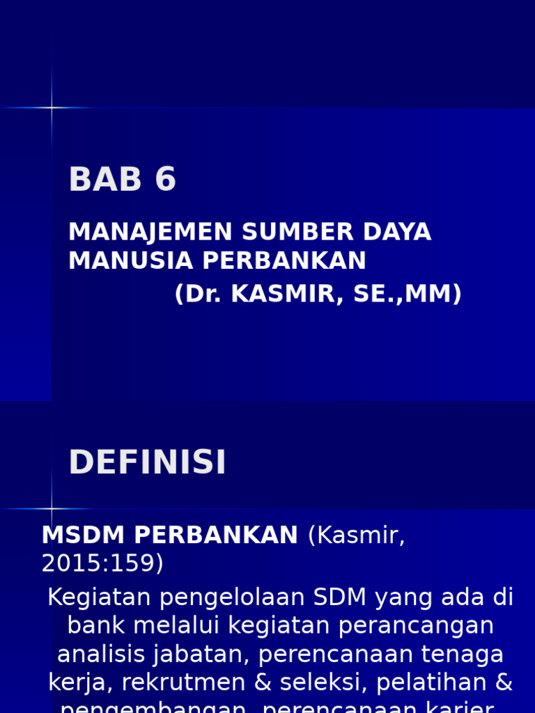 Manajemen Sumber Daya Manusia Perbankan (Dr. KASMIR, SE.,MM) | PDF ...