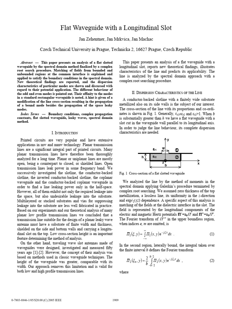 Flat Waveguide With A Longitudinal Slot | PDF | Waveguide ...