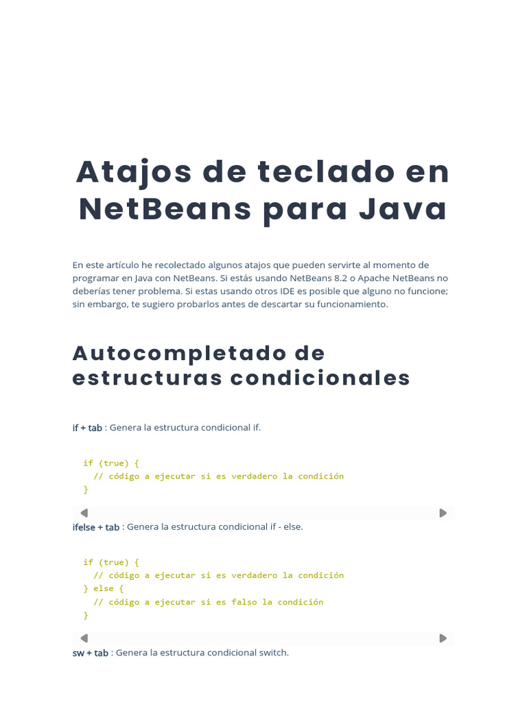 Atajos de Teclado en Netbeans para Java - Maadcode | PDF | Java (lenguaje de programación ...