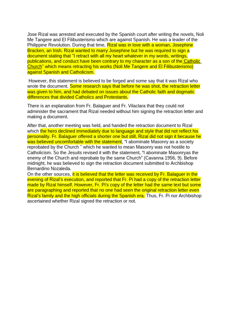 Jose Rizal Was Arrested and Executed by The Spanish Court After Writing ...