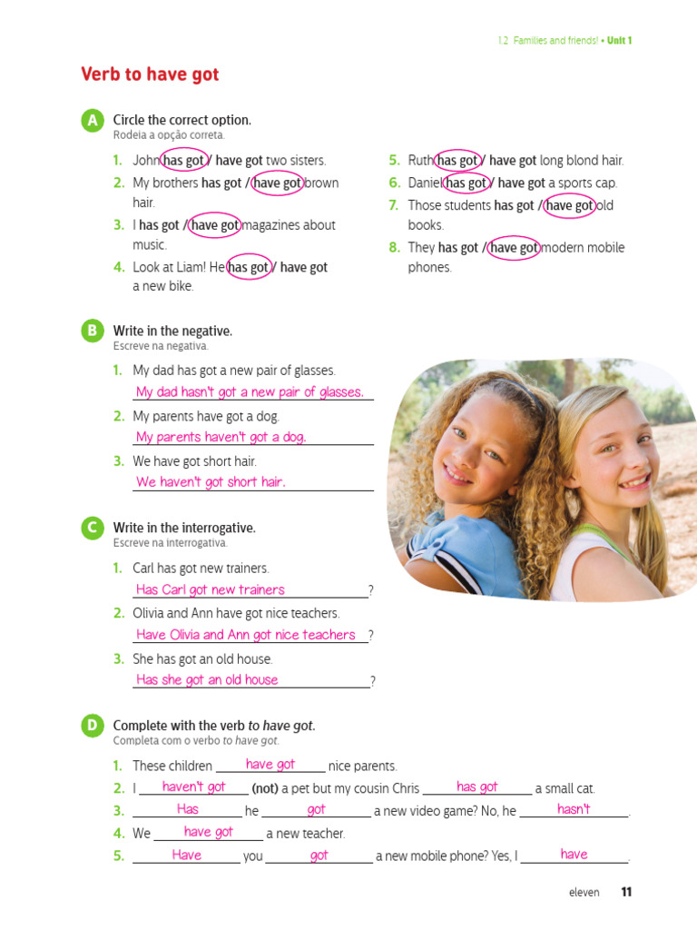 Verb To Have Got: Rodeia A Opção Correta | PDF | Linguistic Typology ...