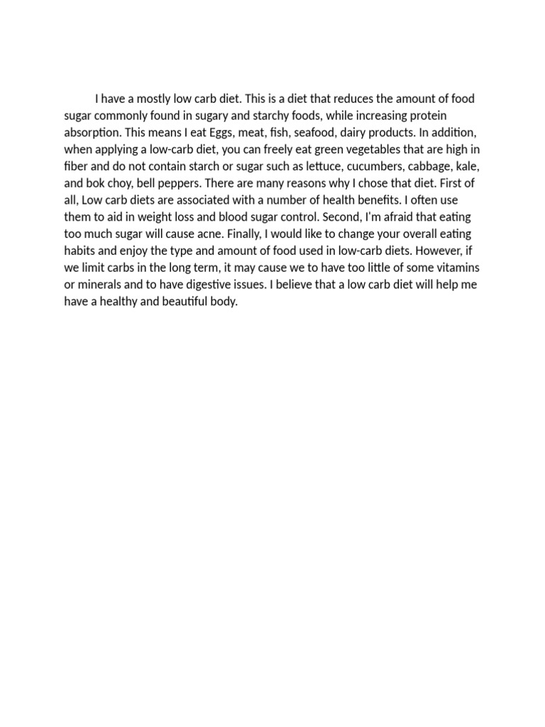 Paragraph About Your Diet | PDF