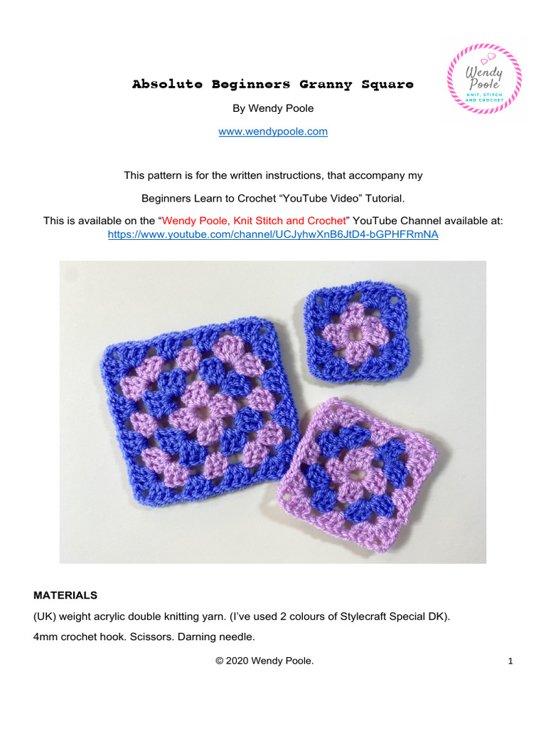 Beginner Crochet Granny Square Guide | PDF