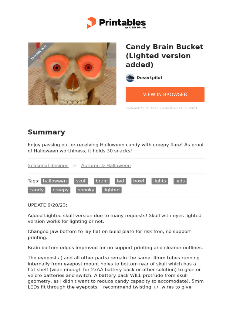 Candy Brain Bucket Lighted Version Added | PDF