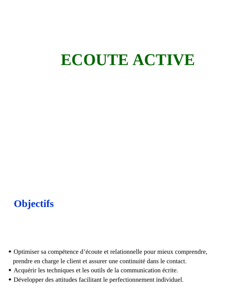 Écoute Active | PDF | la communication | Phrase