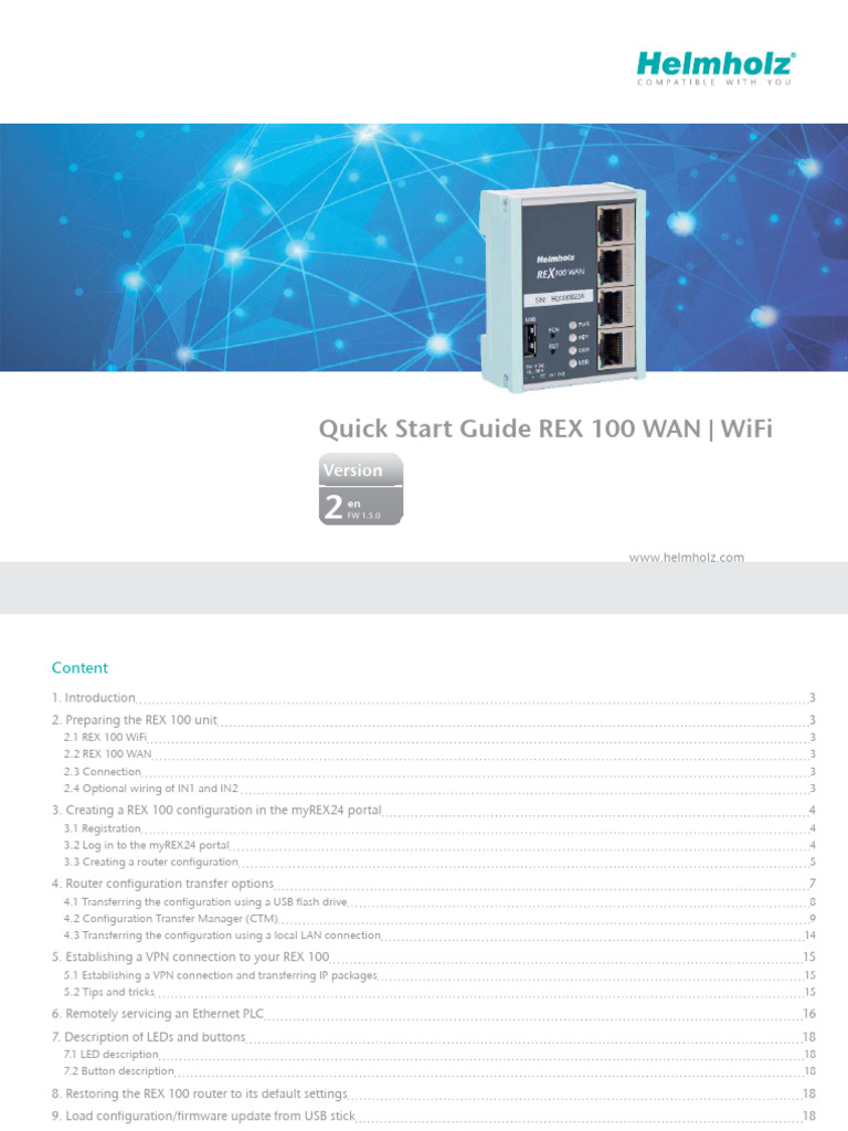 REX 100 WAN WiFi Quick Start Guide V1-Portal v2 en | PDF | Computer Network | Ip Address