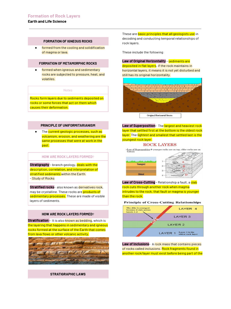 Formation of Rock Layers | PDF | Rock (Geology) | Stratigraphy