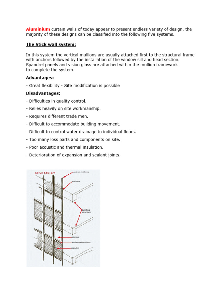 Aluminium CURTAIN WALL SYSTEM PDF | PDF | Building | Architectural Elements