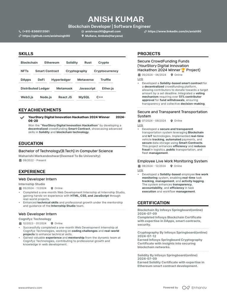 Anish Kumar Resume | PDF | Distributed Computing | Information Technology