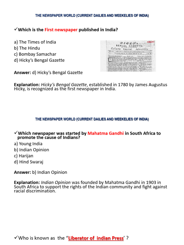 The Newspaper World Dailies and Weeklies of India For JK Police | PDF ...