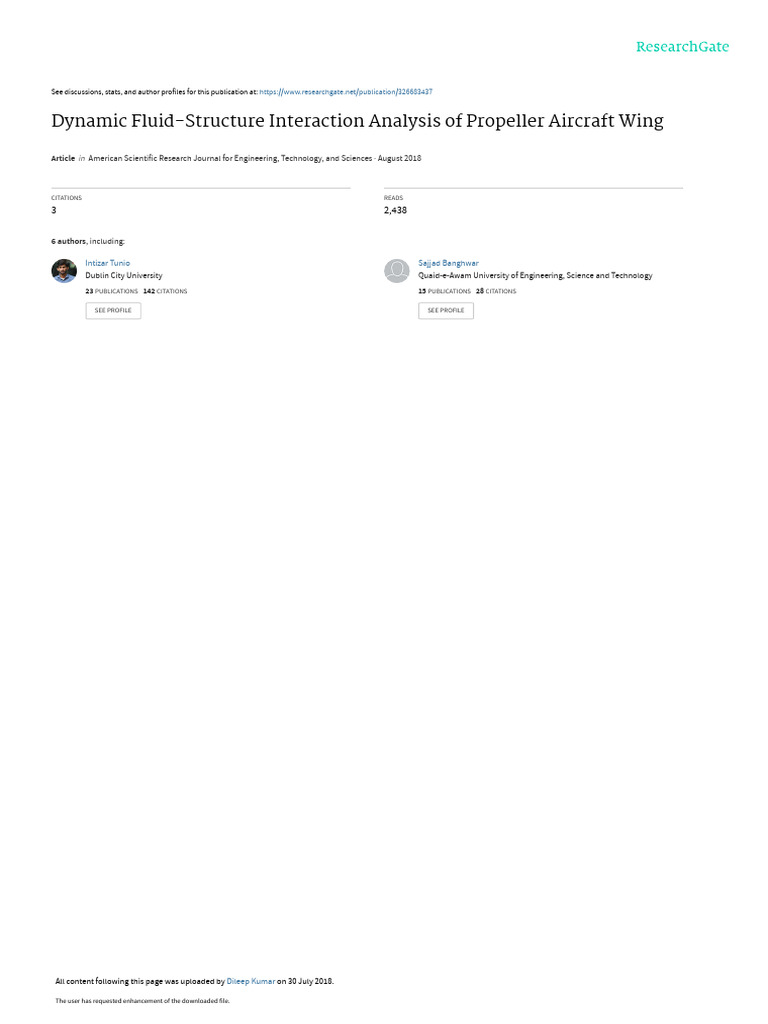 2018 Dynamic Fluid Structure Interaction Analysis Of Propeller Pdf Computational Fluid
