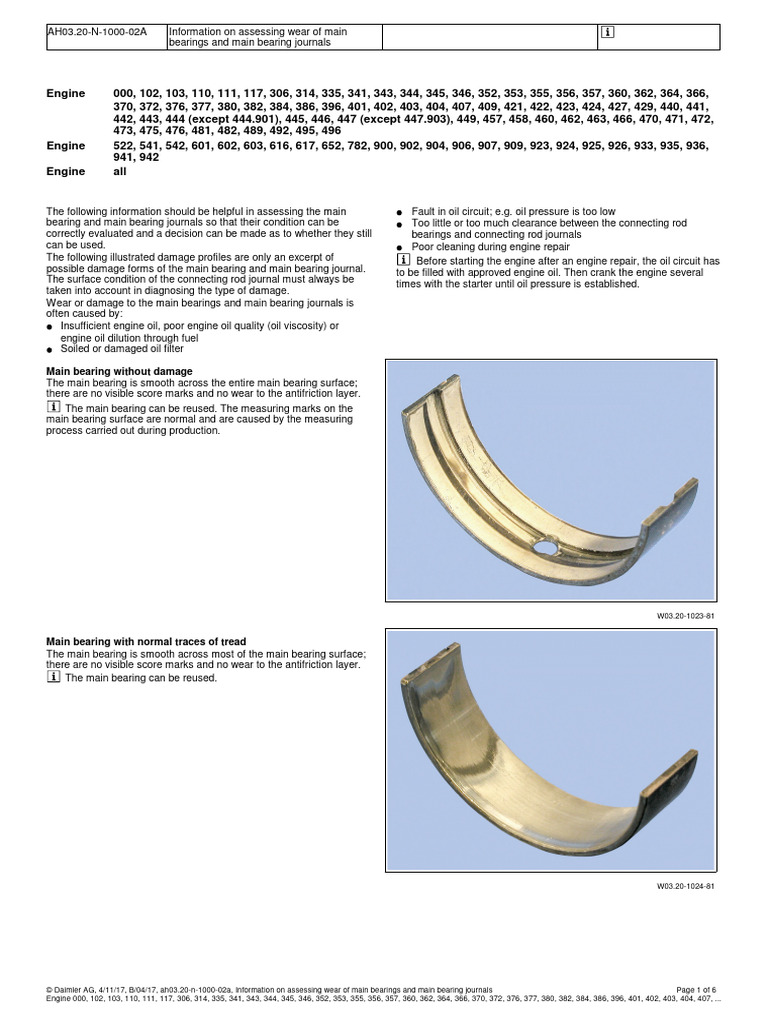 Assessing Main Bearing Wear Patterns | PDF | Bearing (Mechanical ...