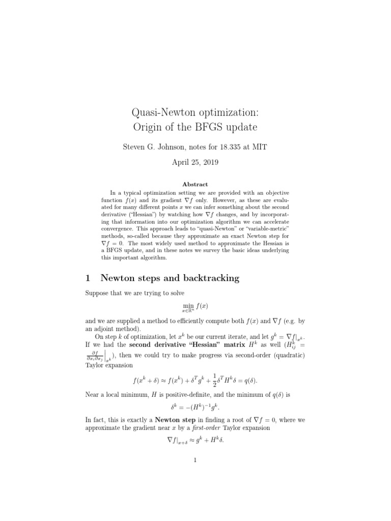 BFGS | PDF | Mathematical Optimization | Linear Algebra