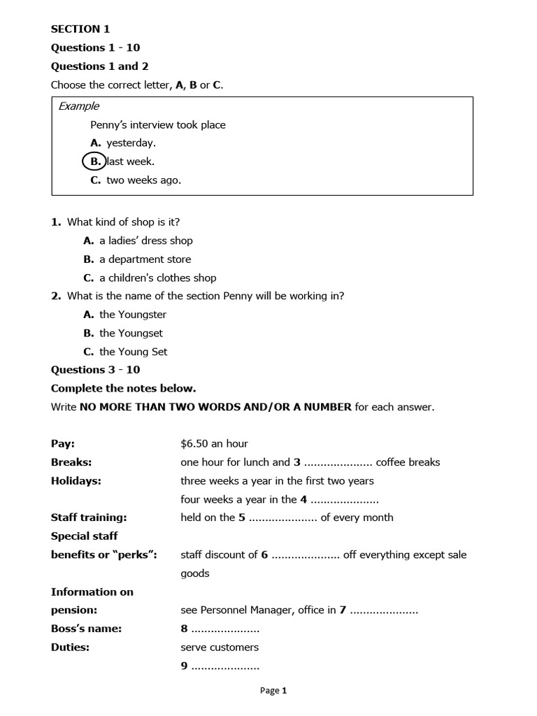 Ielts Listening 1 Pdf