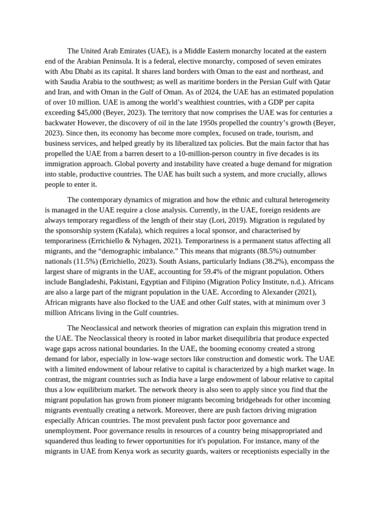 Migration Uae Pdf United Arab Emirates Migrant Worker