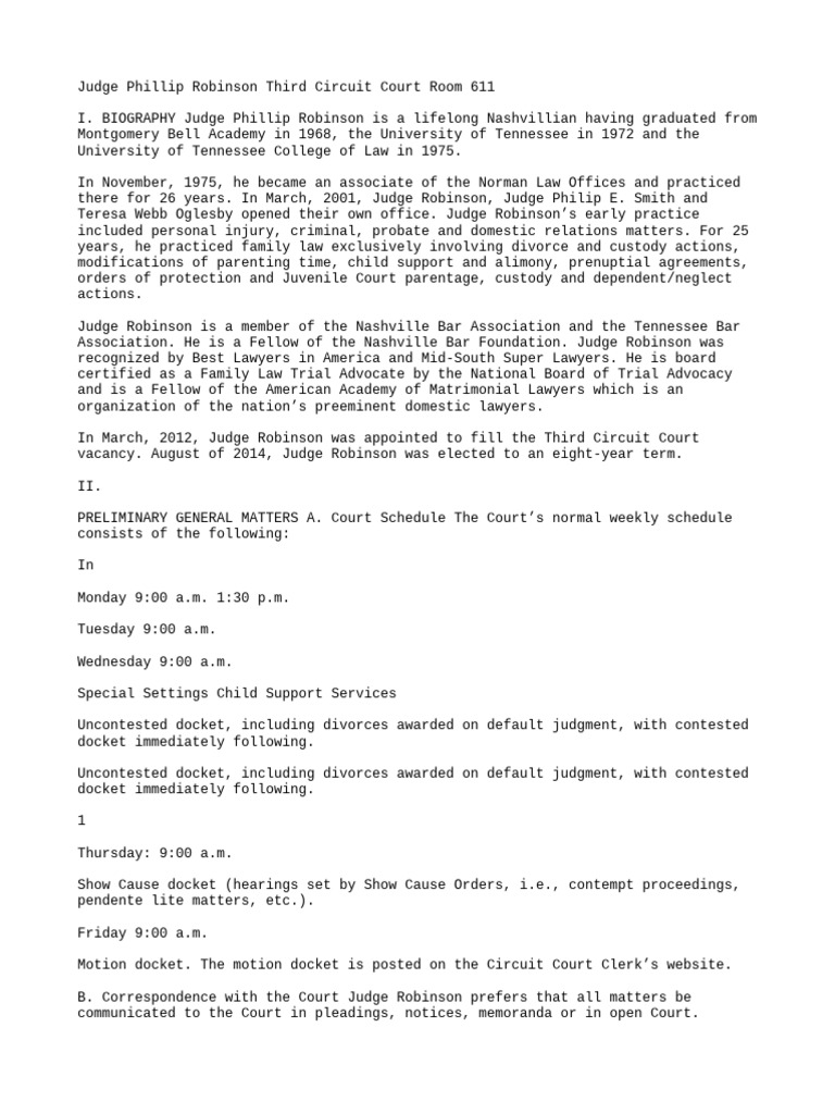 Judge Phillip Robinson's Court Procedures | PDF | Continuance ...