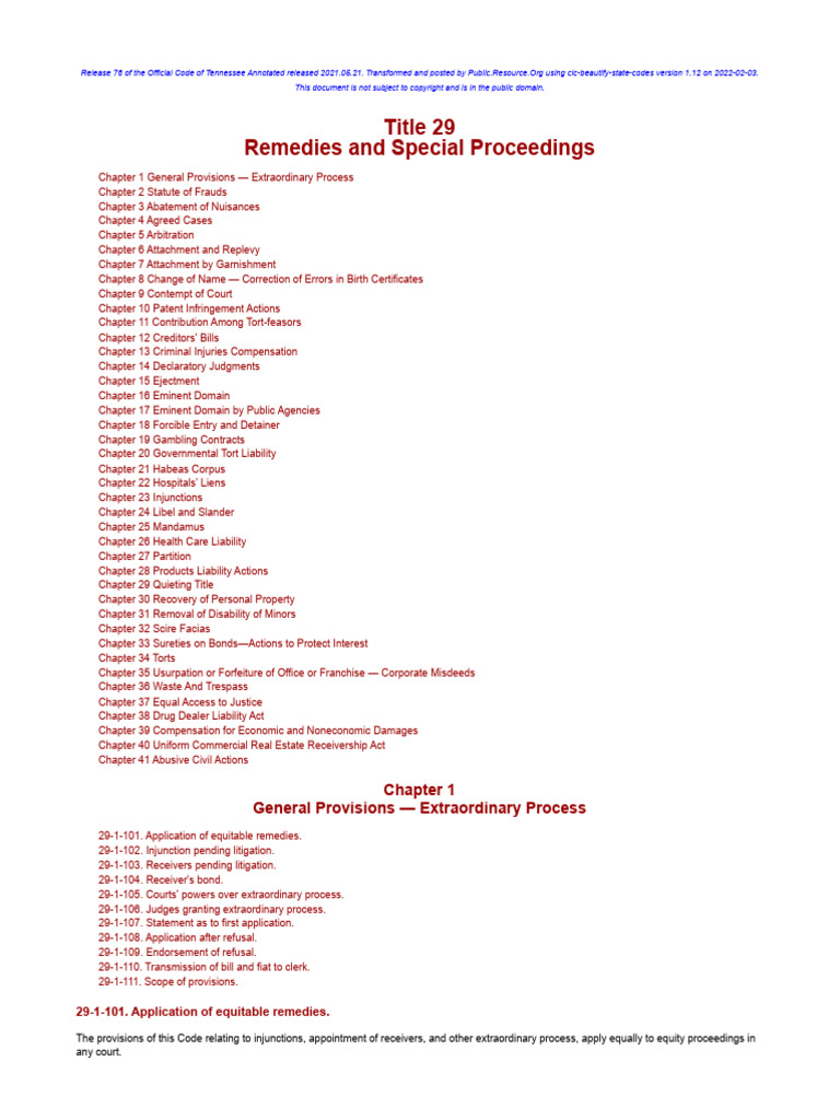 TN Code Annitaterrtca - Title.29 | PDF | Mortgage Law | Equity (Law)