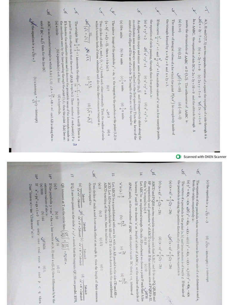 Selection For Jee Mains Math Question | PDF