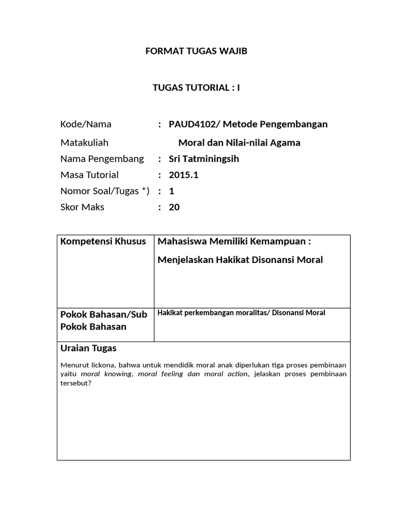 Format Tugas Tutorial | PDF