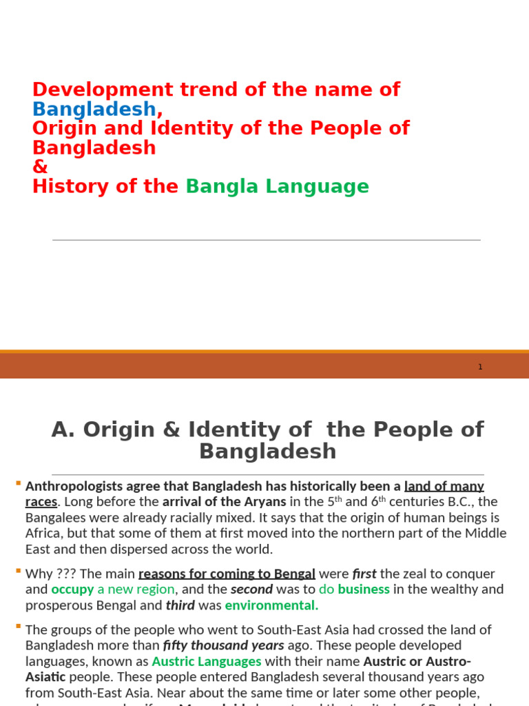 Lecture 3 Origin of The Name of Bangladesh, Bangla Language People of ...