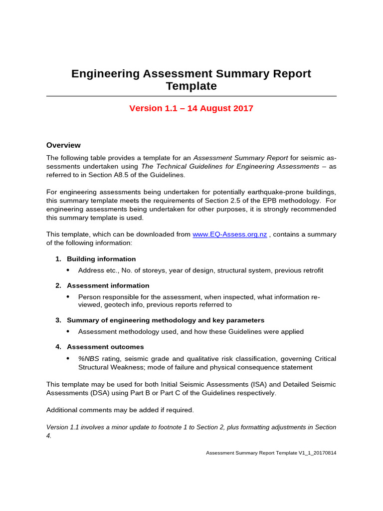 Assessment Summary Report Template V1 1 20170814 | PDF