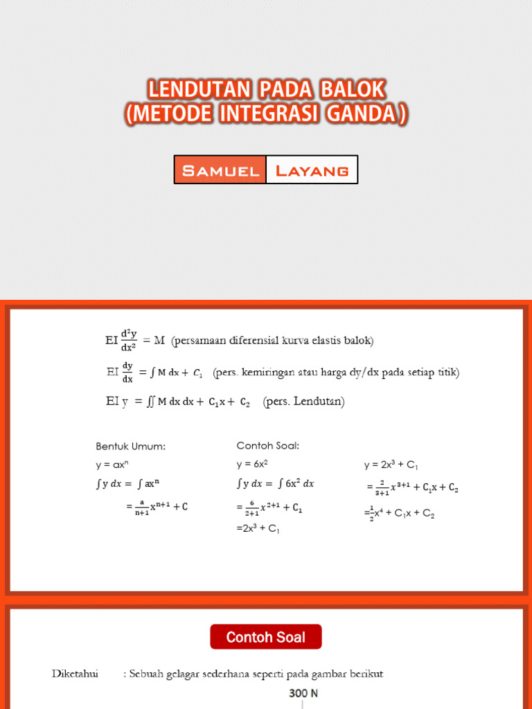 Menghitung Lendutan Dengan Metode Integrasi Ganda (Double Integral) | PDF