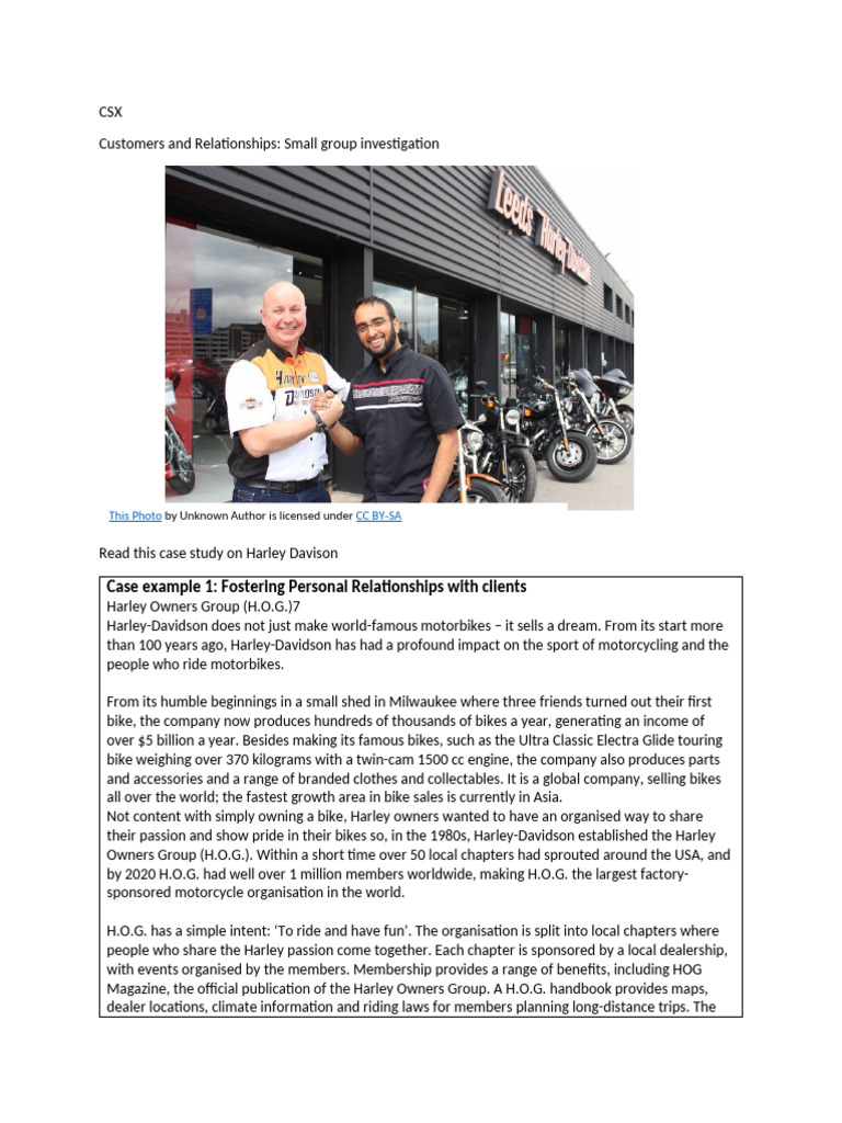 Harley Davison CSX Customers and Relationships | PDF | Harley Davidson ...