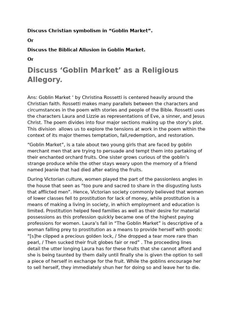 Christian Allegory in Goblin Market | PDF | Religious Belief And Doctrine