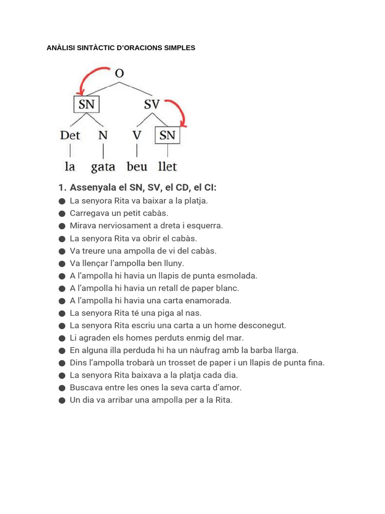 Anàlisi Sintàctic D'oracions Simples | PDF