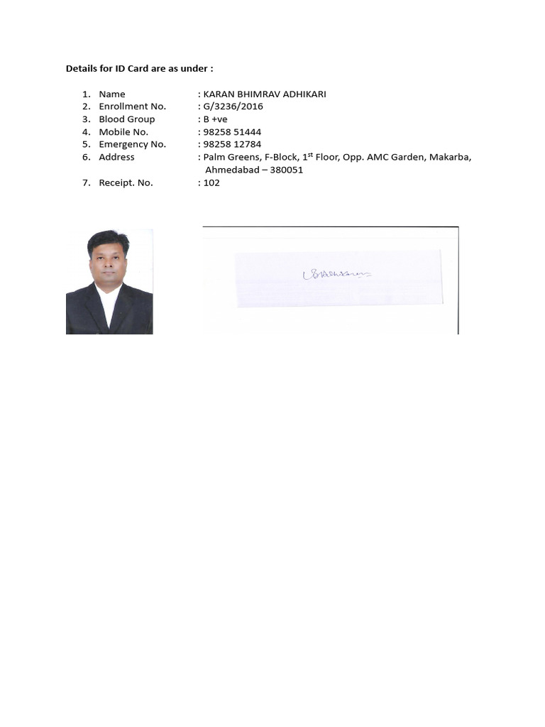 Student ID Card Details for Karan Adhikari | PDF | Law
