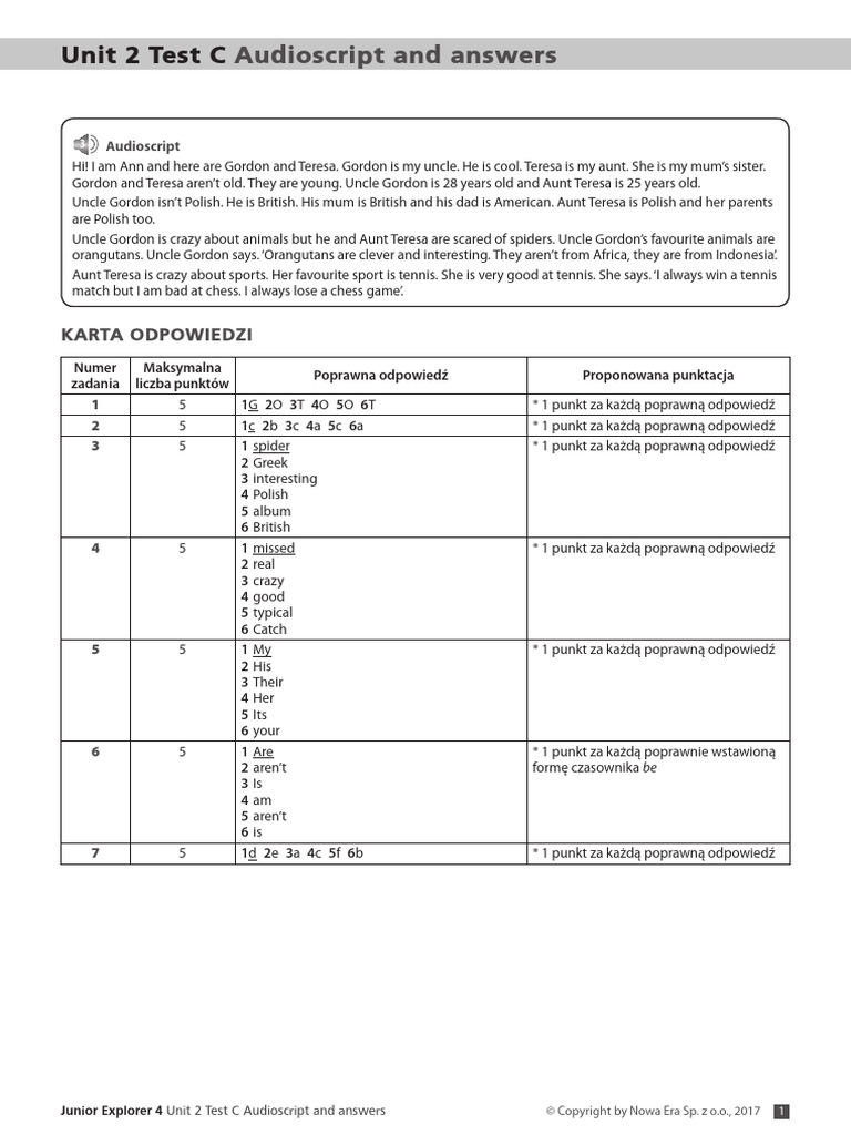 Unit 2 Test C Audioscript | PDF