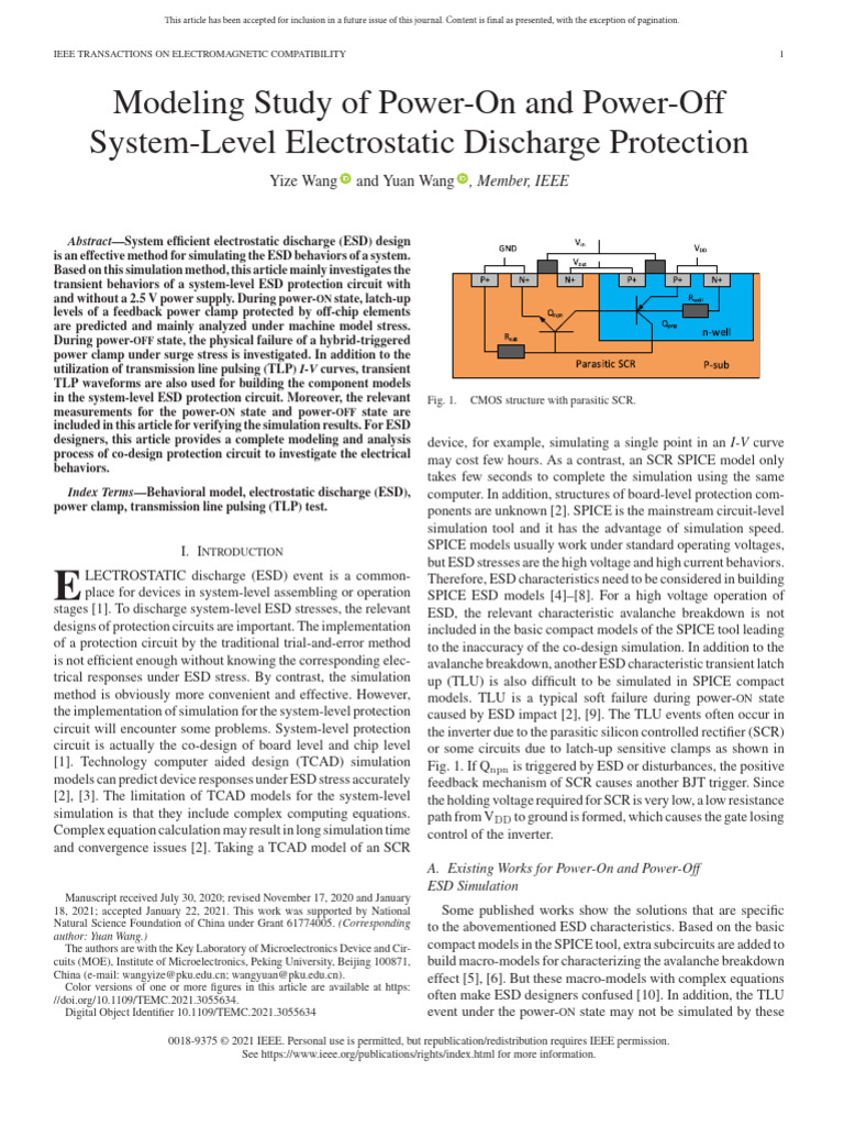 2021 IEEE Modeling Study of Power-On and Power-Off System-Level Electrostatic Discharge ...