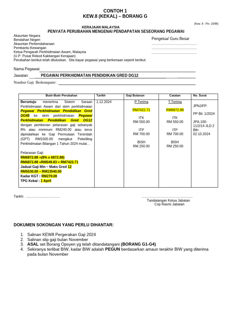Contoh Kew8 Sspa 1.12.2024 | PDF