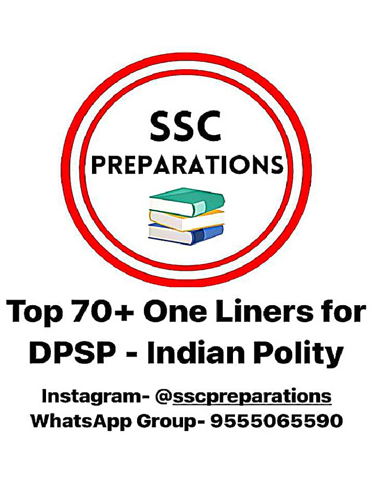 Top 70+ One Liners On DPSP - Indian Polity For IB ACIO 2024 | PDF