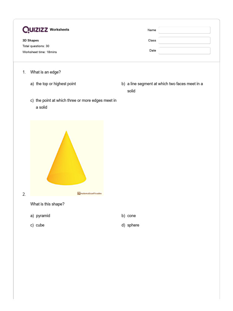 3D Shapes _ Quizizz | PDF | Shape | Triangle